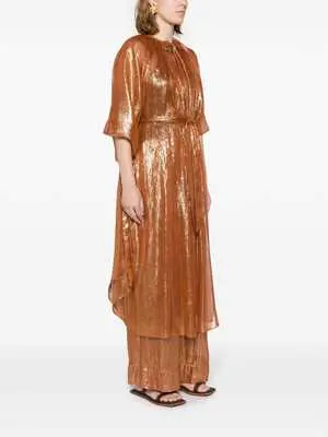 FORTE_FORTE Metallic-threading Tied-waist Coat