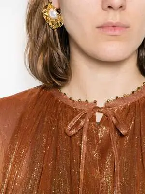 FORTE_FORTE Metallic-threading Tied-waist Coat