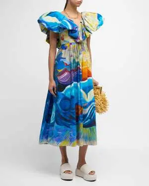 Ulla Johnson Limited Edition Francesca Cotton Poplin Midi Dress - Tuck