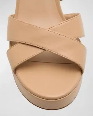 STUART WEITZMAN Dayna Leather Platform Sandals - Adobe