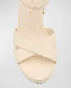STUART WEITZMAN Stuart Weitzman Dayna Leather Platform Sandals Seashell