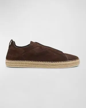 Zegna Triple Stitch Suede Espadrille Sneakers