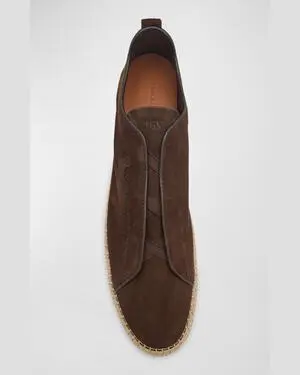 Zegna Triple Stitch Suede Espadrille Sneakers
