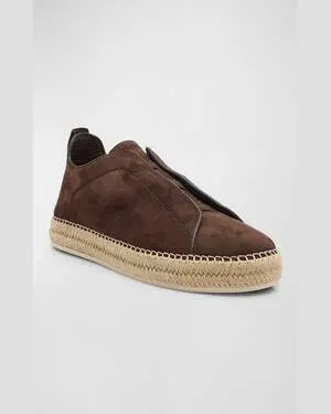 Zegna Triple Stitch Suede Espadrille Sneakers