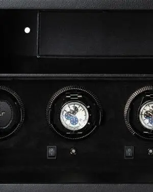 Wolf The Den 4-piece Watch Winder Safe - Black