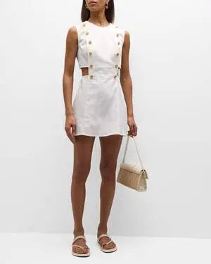crochet cut out mini dress by my beachy side Cutout Mini Dress With Crochet Buttons
