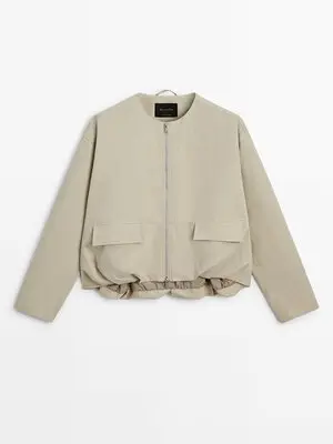 Massimo Dutti Massimo Dutti Bomber Jacket - Light Beige