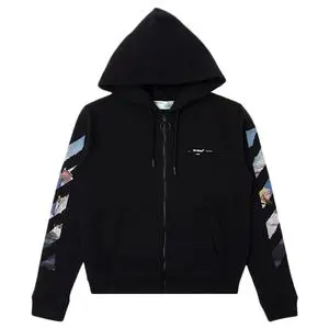Off-White Diag Print Zip Up Hoodie
