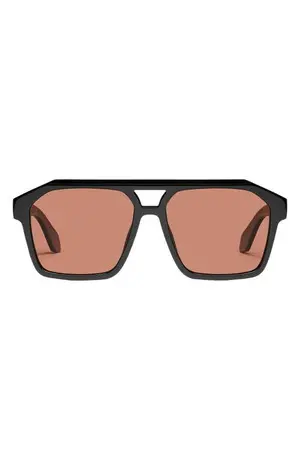 Quay Soundcheck 57mm Polarized Aviator Sunglasses - Black / Apricot Polarized