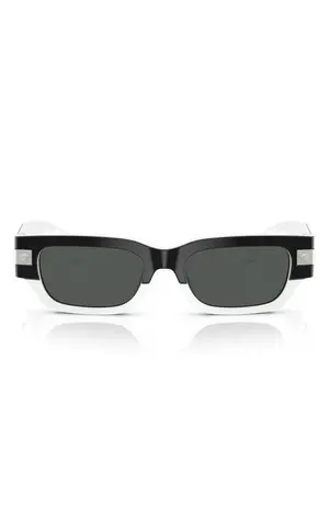 Versace 53mm Plaque Rectangular Sunglasses - Black White
