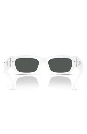 Versace 53mm Plaque Rectangular Sunglasses - Black White