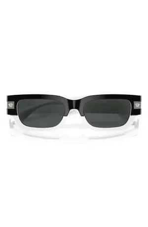 Versace 53mm Plaque Rectangular Sunglasses - Black White