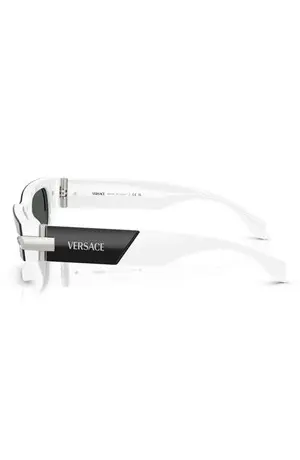 Versace 53mm Plaque Rectangular Sunglasses - Black White