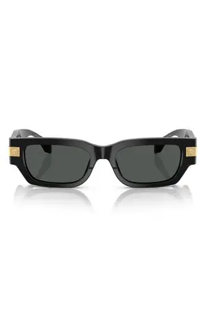 Versace 53mm Plaque Rectangular Sunglasses - Black