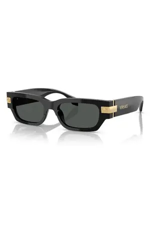 Versace 53mm Plaque Rectangular Sunglasses - Black