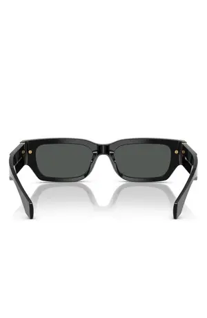 Versace 53mm Plaque Rectangular Sunglasses - Black