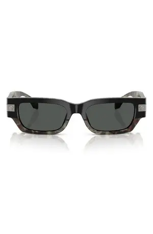 Versace Versace 53mm Plaque Rectangular Sunglasses Havana