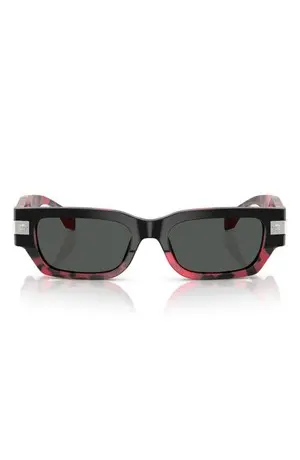 Versace Versace 53mm Plaque Rectangular Sunglasses Top Black/red Havana