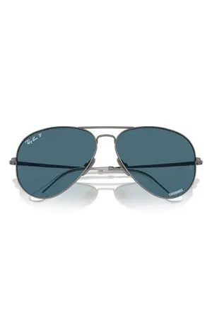 Ray-ban 58mm Polarized Aviator Sunglasses - Polar Blue