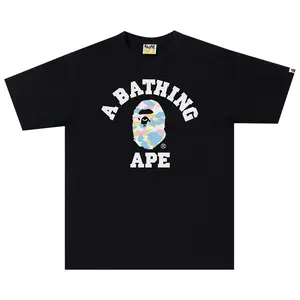 A BATHING APE New Multi Camo College Tee - Black