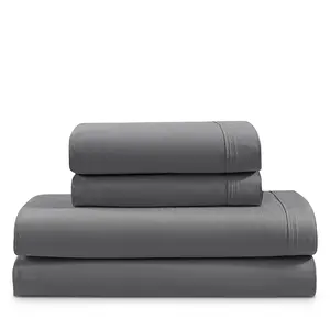 Calvin Klein Washed Percale Cotton 4 Piece Sheet Set - Dark Grey