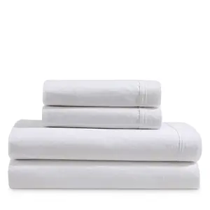Calvin Klein Washed Percale Cotton 4 Piece Sheet Set - White