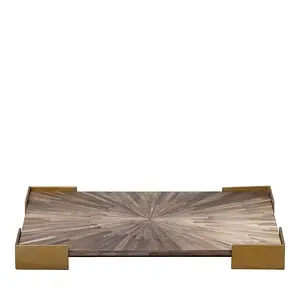 JAMIE YOUNG CO. Palm Marquetry Decorative Tray Gray