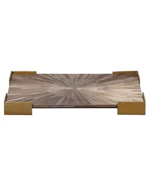 JAMIE YOUNG CO. Palm Marquetry Decorative Tray - Grey