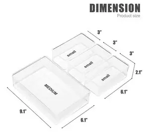 SORBUS Clear Drawer Organizer 4-piece Set, Multi-purpose Bins