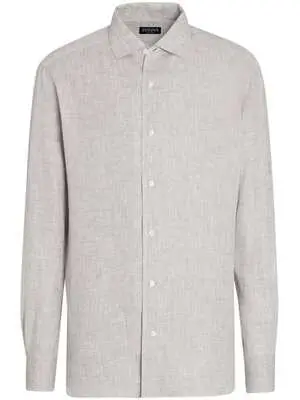 Zegna Oasi Long-sleeve Linen Shirt - Neutrals