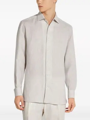 Zegna Oasi Long-sleeve Linen Shirt - Neutrals