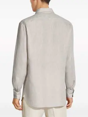 Zegna Oasi Long-sleeve Linen Shirt - Neutrals