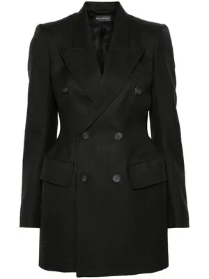Balenciaga Hourglass Checked Wool Blazer