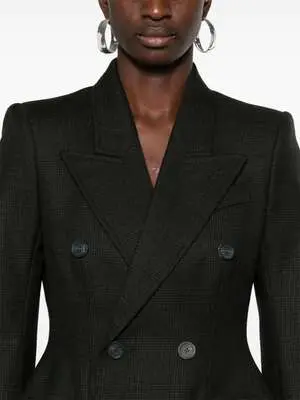 Balenciaga Hourglass Checked Wool Blazer