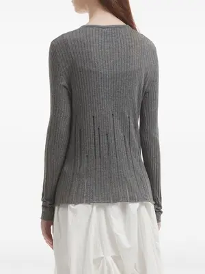 B+AB Distressed-effect Ribbed-knit Cardigan