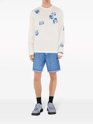 Burberry Equestrian Knight Appliqué Linen Shorts