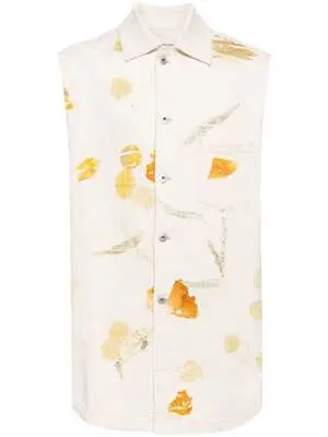 FENG CHEN WANG Leaf-print Denim Vest