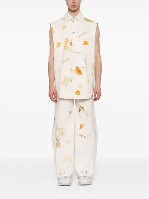FENG CHEN WANG Leaf-print Denim Vest