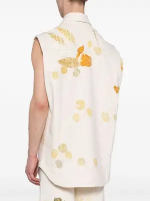FENG CHEN WANG Leaf-print Denim Vest