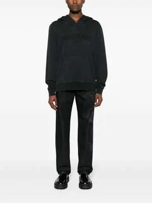 Balmain Logo-embroidered Cotton Hoodie - Grey