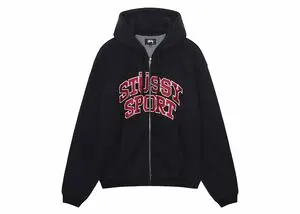 StÜssy Sport Zip Up Hoodie - Washed Black