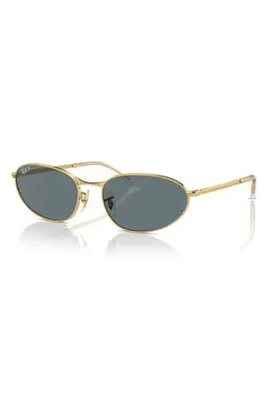 Ray-ban 56mm Polarized Irregular Oval Sunglasses - Gold Flash