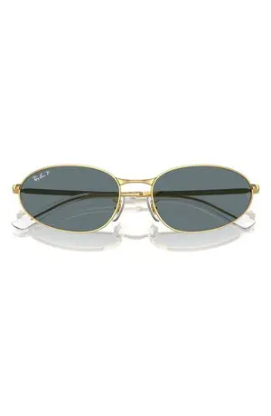 Ray-ban 56mm Polarized Irregular Oval Sunglasses - Gold Flash
