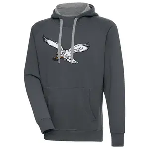 ANTIGUA Philadelphia Eagles Throwback Logo Victory Pullover Sweatshirt - Charcoal