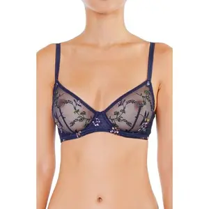 HUIT Insouciante Embroidered Underwire Bra - Marine