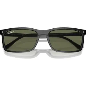 Ray-ban 59mm Polarized Rectangle Sunglasses - Black