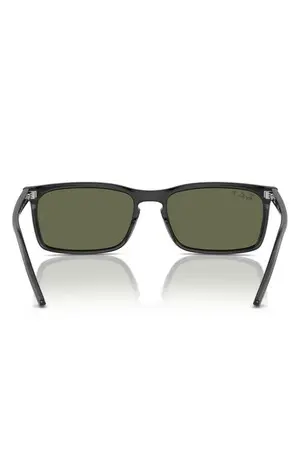 Ray-ban 59mm Polarized Rectangle Sunglasses - Black