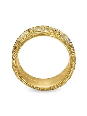 David Yurman Waves Band Ring In 18k Yellow Gold - Diamond