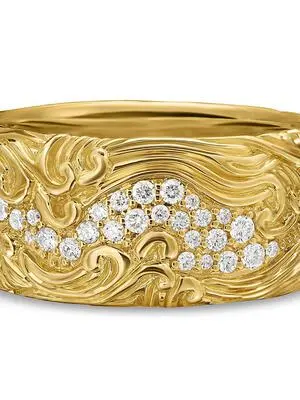 David Yurman Waves Band Ring In 18k Yellow Gold - Diamond