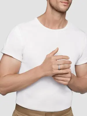 David Yurman Faceted Band Ring In Titanium